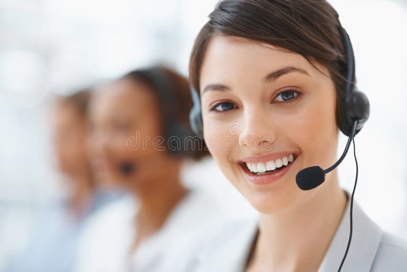 Cute Business Customer Service Woman Smiling Stock Image - Image of ...