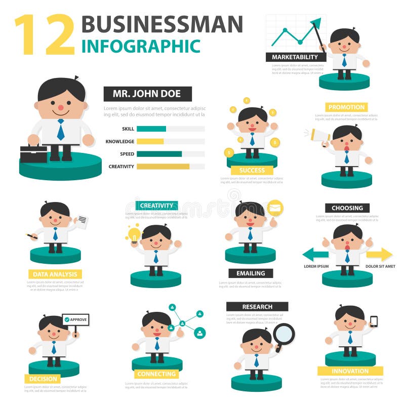 Cute Businessman Infographic Cartoon Flat Design Template for Business ... Cute Businessman Infographic Cartoon Flat Design Template for Business ...
