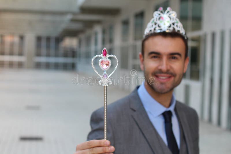 Cute Businessman Wearing a Princess Crown Stock Photo - Image of male ...