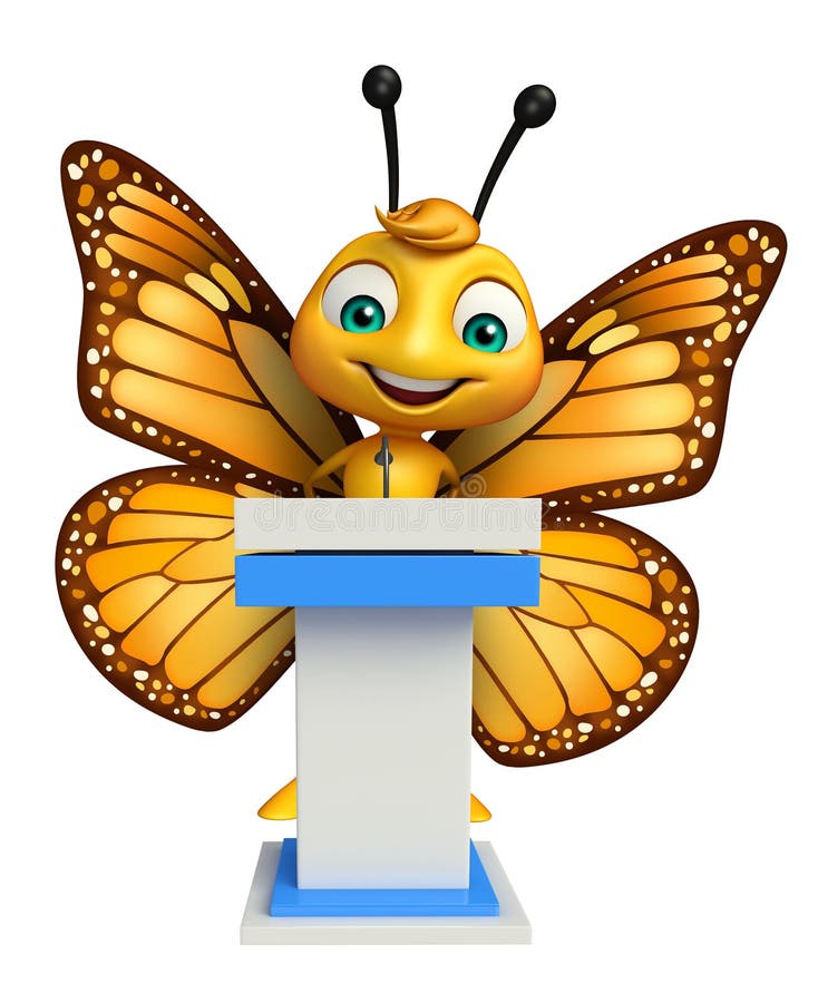 Cute Butterfly Cartoon Character with Board Stock Illustration ...