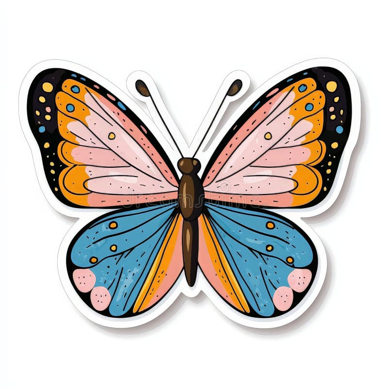 Cute Butterfly Sticker Design for Creative Projects Stock Illustration ...