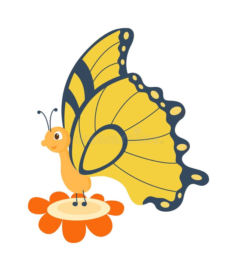 Cute Butterfly Vector on White Stock Vector - Illustration of ...