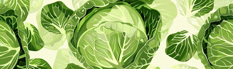 Cute Cabbage Background Head of Green Cabbage Stock Illustration ...
