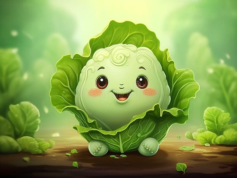 Cute Cabbage Cartoon Character Stock Illustration - Illustration of ...