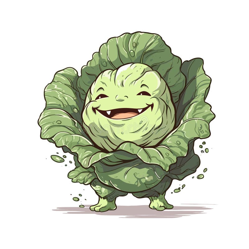 Cute Cabbage in Kawaii Style. Vector Illustration Stock Vector ...