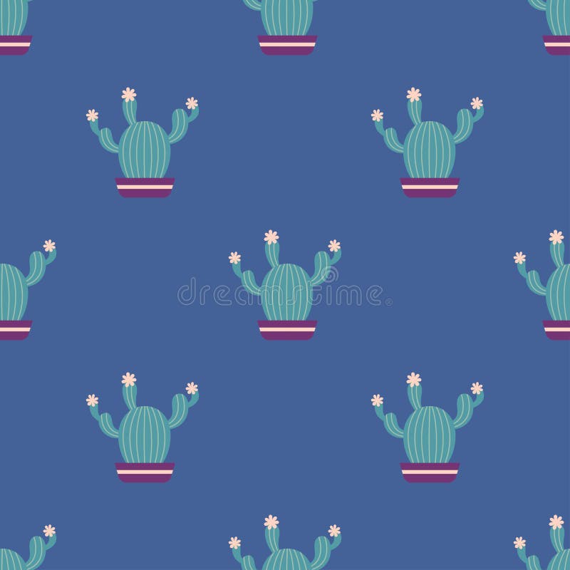 Cute Cacti in Boho Style. Cactus Seamless Pattern. Trendy Boho Background. Cacti Fabric Print ...