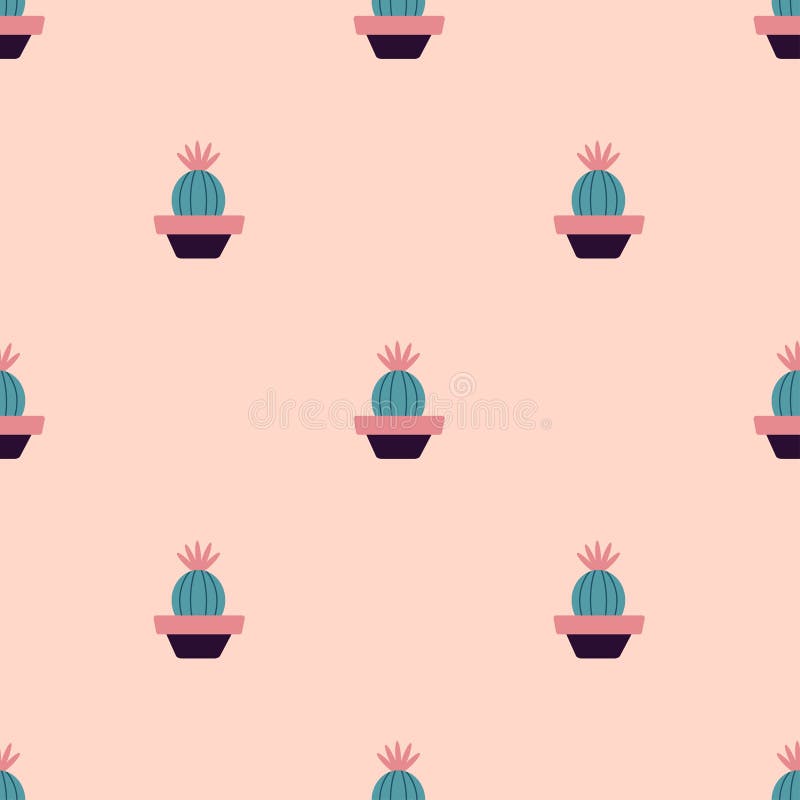 Cute Cacti in Boho Style. Cactus Seamless Pattern. Trendy Boho Pattern ...