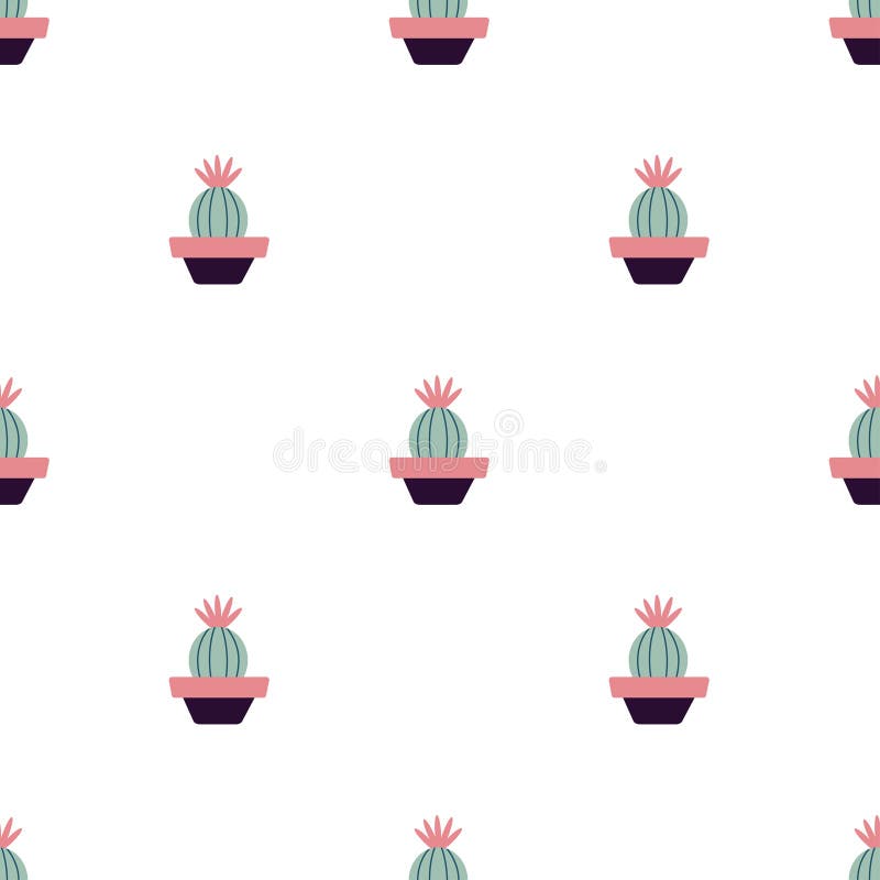 Cute Cacti in Boho Style. Cactus Seamless Pattern. Trendy Boho Pattern ...
