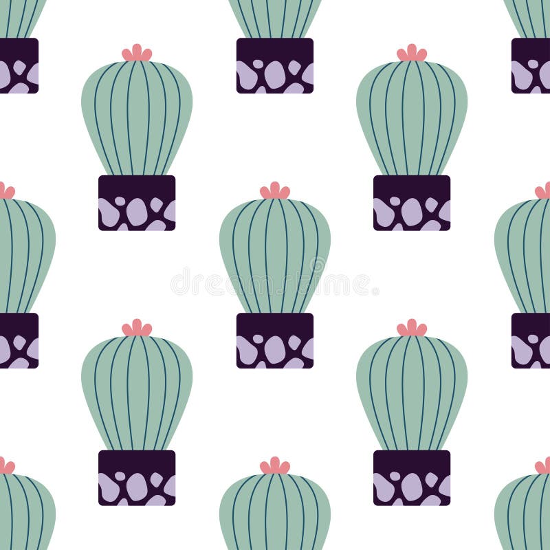 Cute Cacti in Boho Style. Cactus Seamless Pattern. Trendy Boho Texture ...