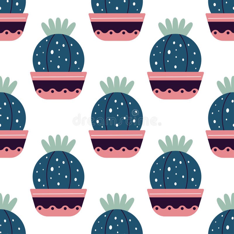 Cute Cacti in Boho Style. Cactus Seamless Pattern. Trendy Boho Texture ...