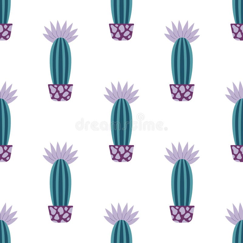 Cute Cacti in Boho Style. Cactus Seamless Pattern. Trendy Boho Texture ...
