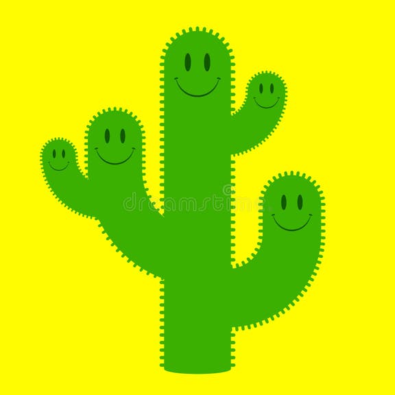Cute cactus family stock vector. Illustration of yellow - 6974912