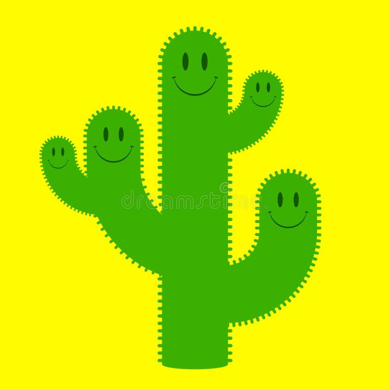 Cute cactus family stock vector. Illustration of yellow - 6974912