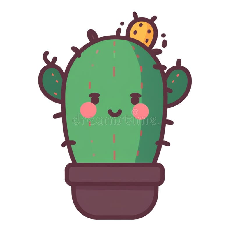Cute Cactus Plant Icon Illustration Image Stock Illustration ...