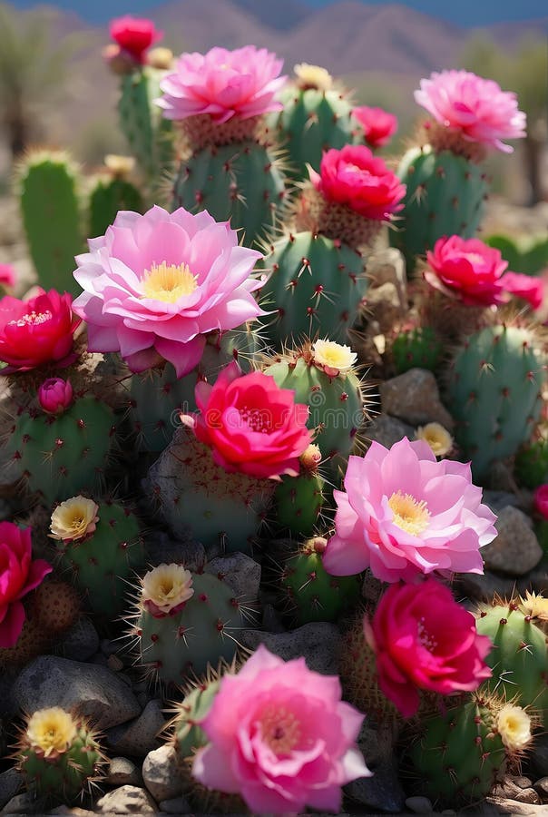 A Cute Cactus Plants with Sweet Beautiful Flowers Stock Illustration ...