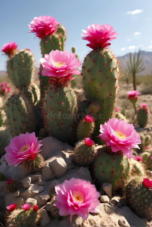 A Cute Cactus Plants with Sweet Beautiful Flowers Stock Illustration ...
