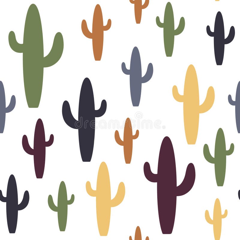Cute Cactus Seamless Print for Textile, Texture Design. Stock ...