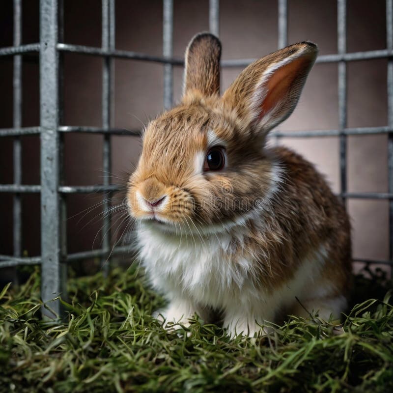 Cute Cage Rabbit stock illustration. Illustration of fluffy - 325707676