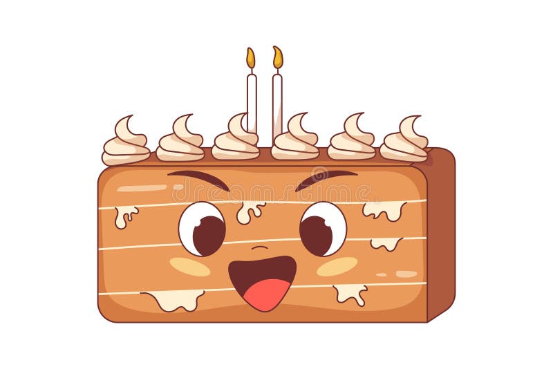 Cute Cake Character Design Illustration Stock Vector - Illustration of ...