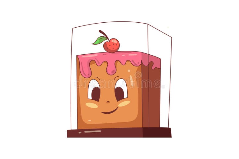 Cute Cake Character Design Illustration Stock Vector - Illustration of ...