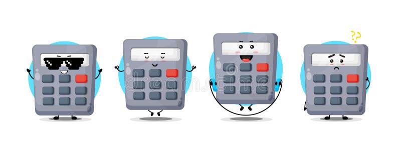 Cute Calculator Character Collection Stock Vector - Illustration of ...
