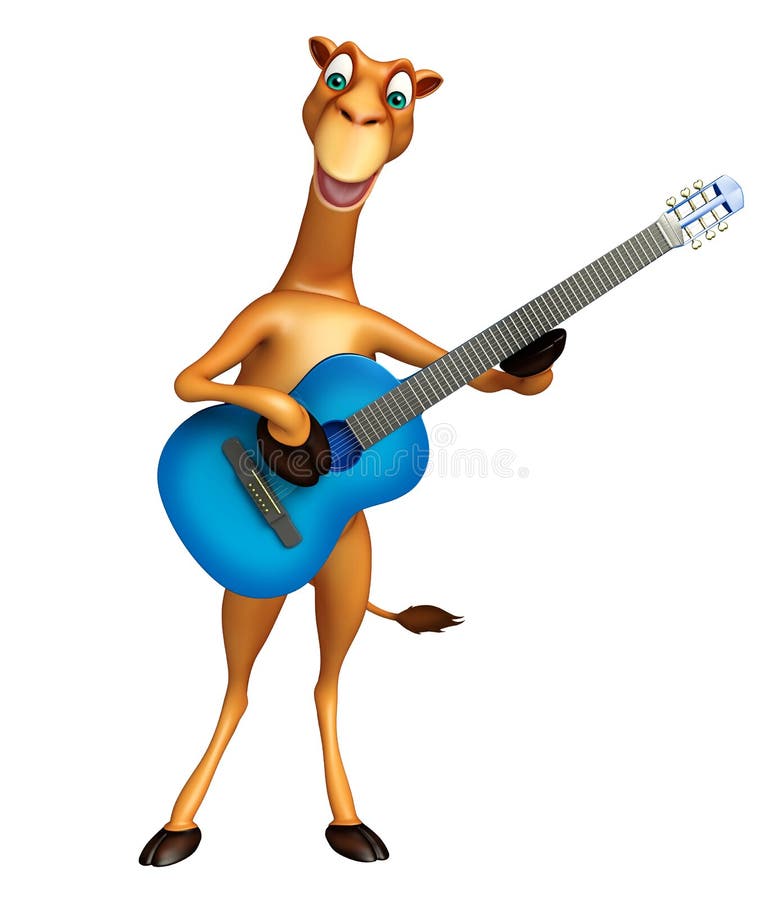 Cute Camel Cartoon Character with Guitar Stock Illustration ...