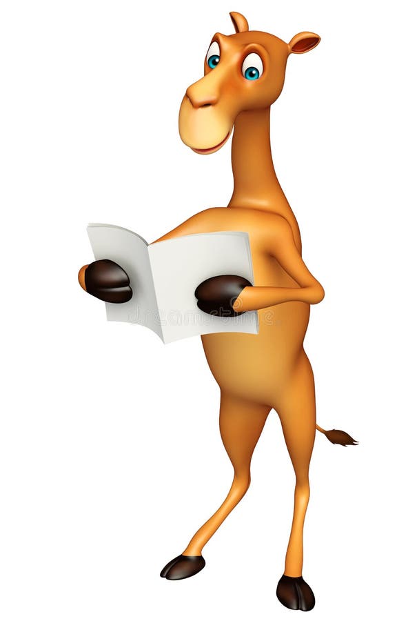 Cute Camel Cartoon Character with New Paper Stock Illustration ...