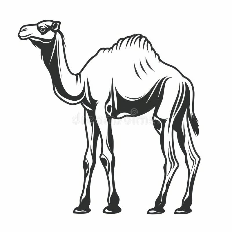 Cute Camel Logo in Flat Vector Format, No Colors or Shadows Stock ...