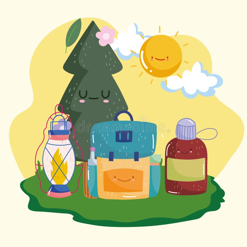 Cute camping equipment stock vector. Illustration of outdoor - 222430902