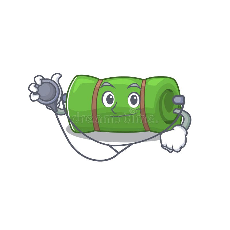 Cute Camping Mat Scroll Cartoon Character in a Doctor with Tools Stock ...