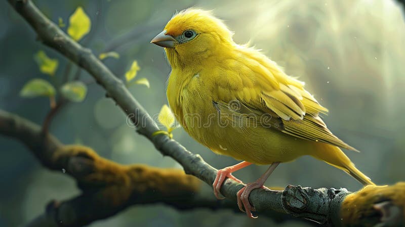 Cute Canary Bird in the Garden. Generative Ai Stock Illustration ...