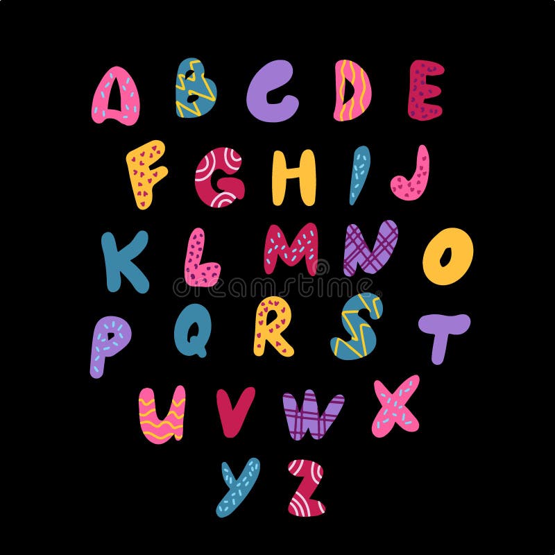 Cute Candy Alphabet. Childish DIY Color Font. Stock Vector ...