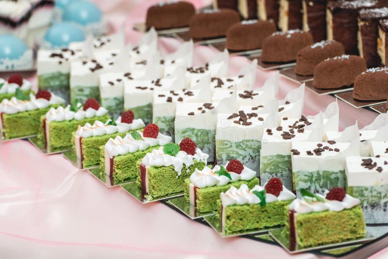 Cute Candy Bar with Various Pastry and Cakes. Wedding Sweets Stock ...