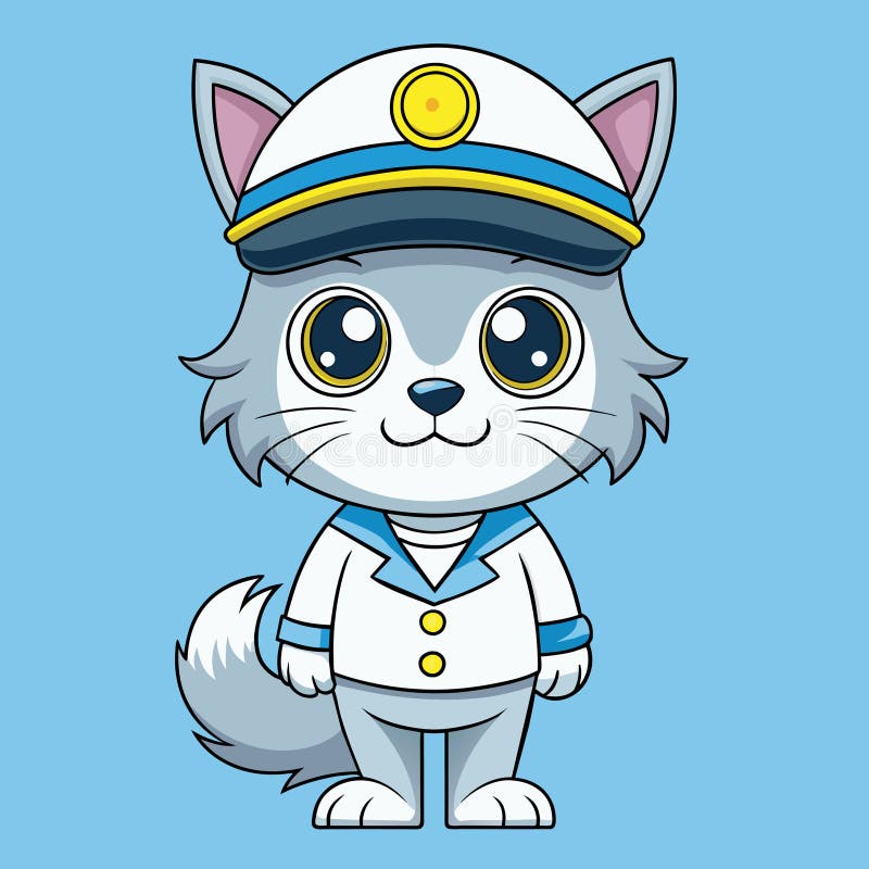 Cute Captain Cat Cute Antropomorphic Vector EPS Stock Vector ...