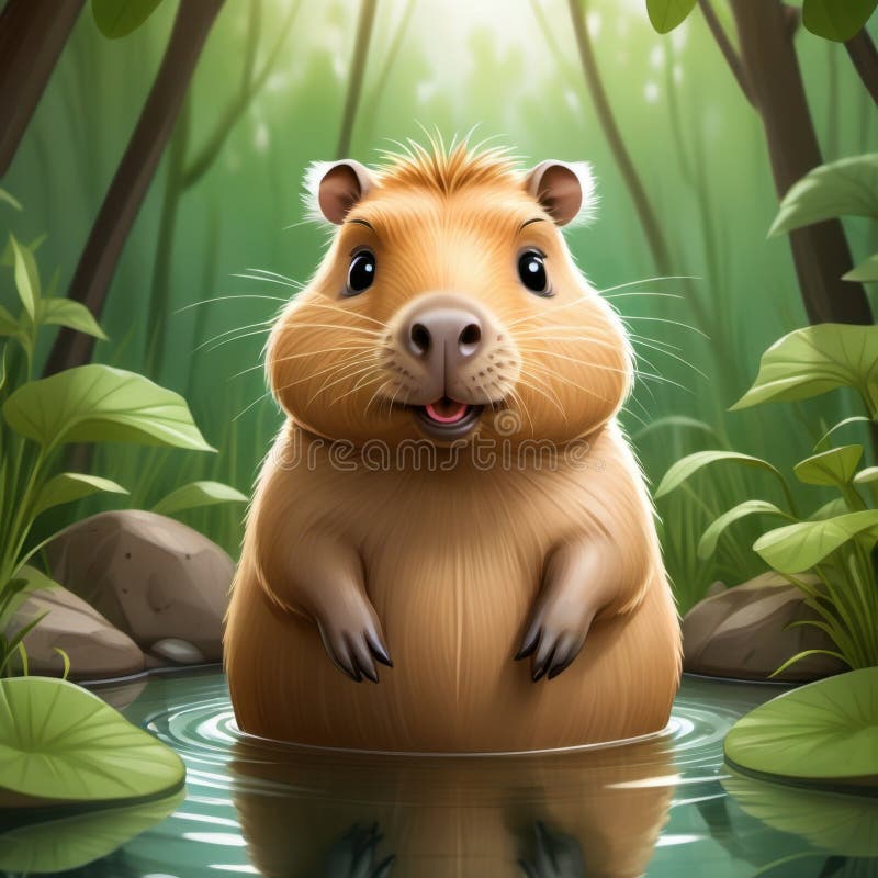 Cute Capybara Cartoon Illustration Stock Abbildung - Illustration von ...