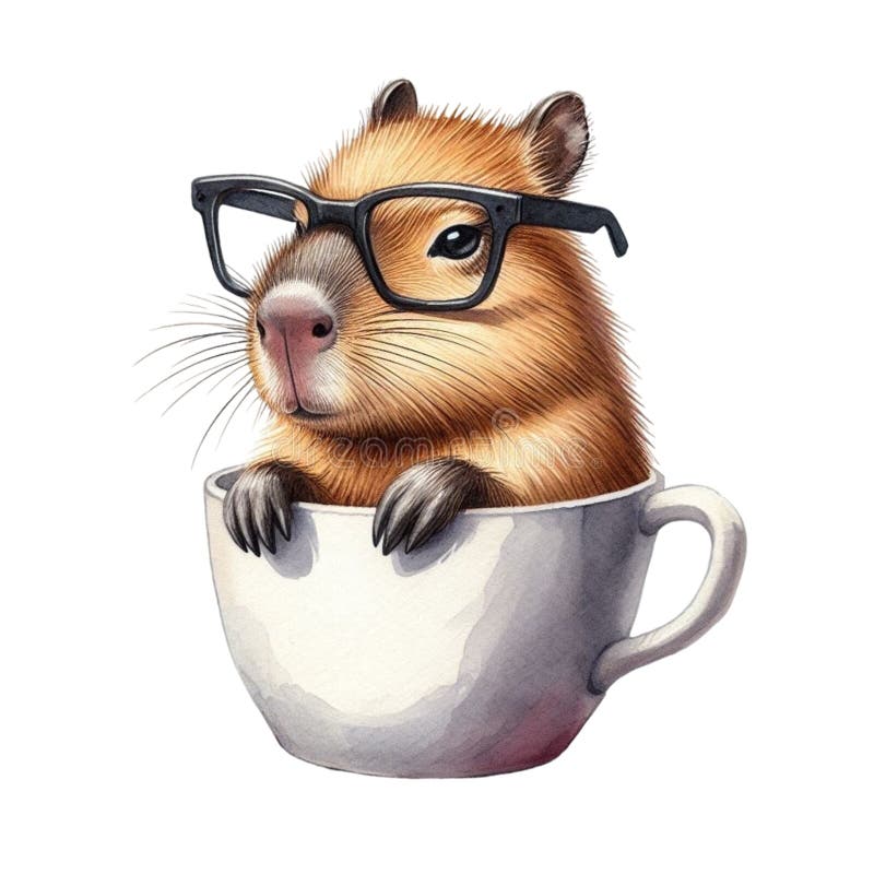 Cute Capybara Sitting in a Coffee Cup Stock Vector - Illustration of ...
