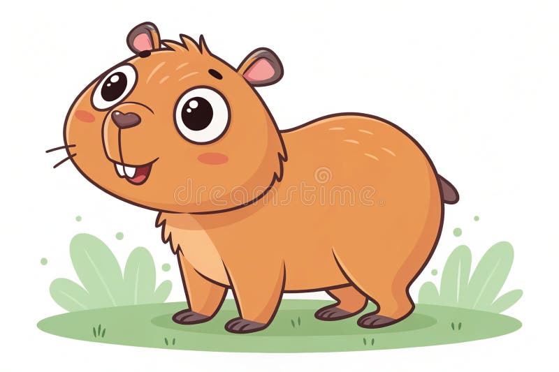Cute Capybara Standing with Happy Pose Cartoon Icon Illustration ...