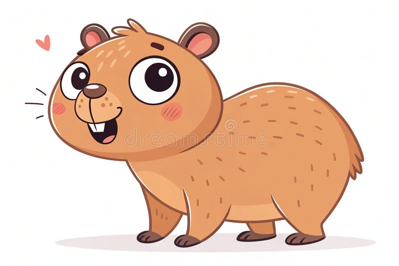 Cute Capybara Standing with Happy Pose Cartoon Icon Illustration ...