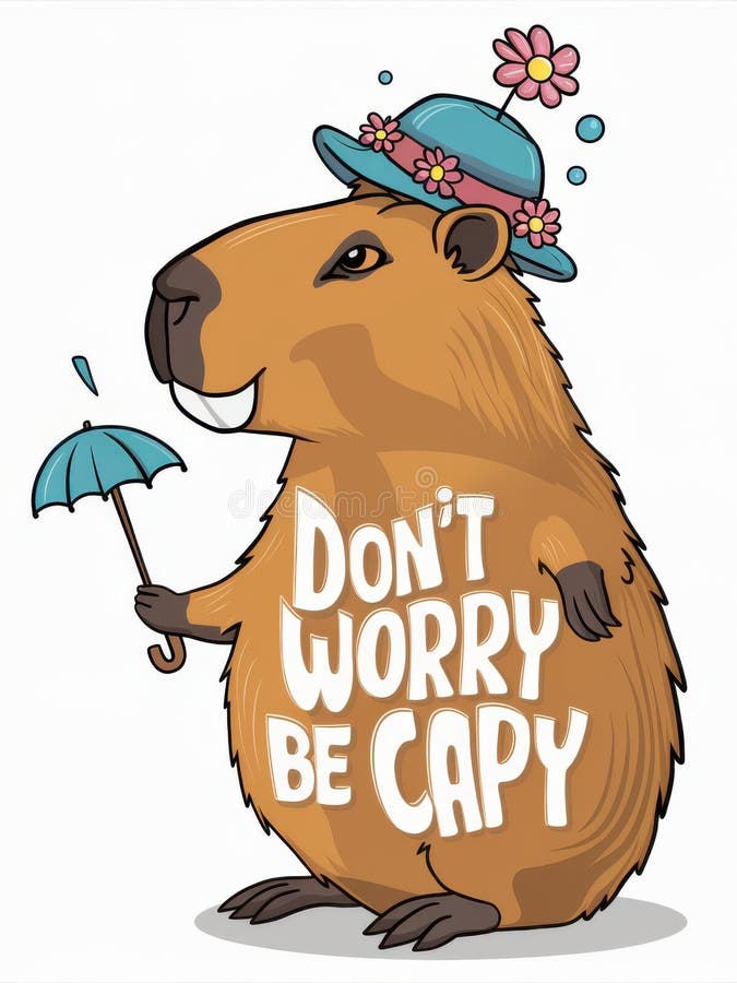 Cute Capybara in Hat Illustration – Adorable Cartoon Style Animal ...