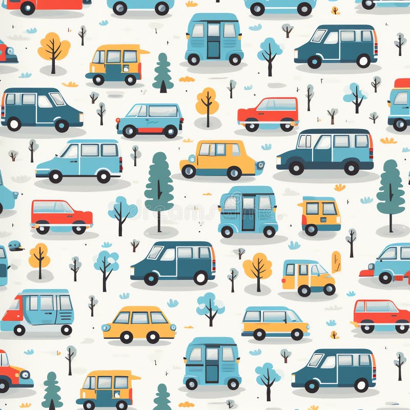 Cute Car Background, Design Seamless Pattern, for Nursery Backdrop ...