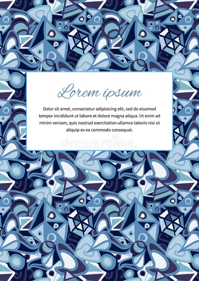 Cute Card Cover with Abstract Blue Background and Text Place, A5 Size ...