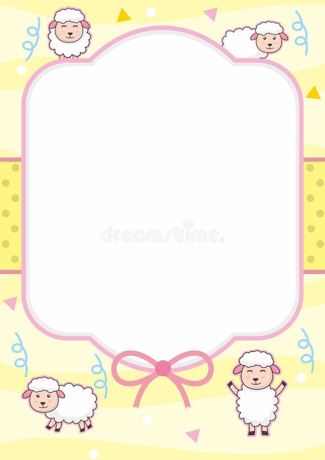 Cute Card Design Template with Sheep Cartoon Stock Vector ...