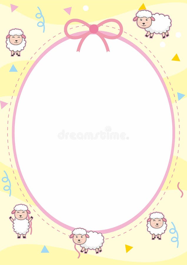 Cute Card Design Template with Sheep Cartoon Stock Vector ...