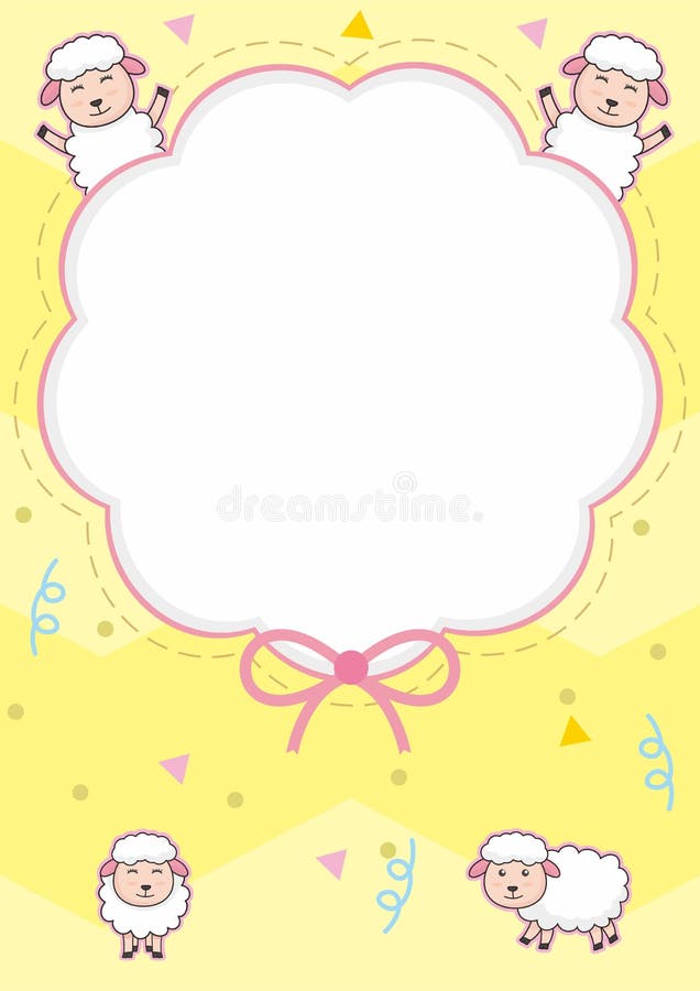 Cute Card Design Template with Sheep Cartoon Stock Vector ...