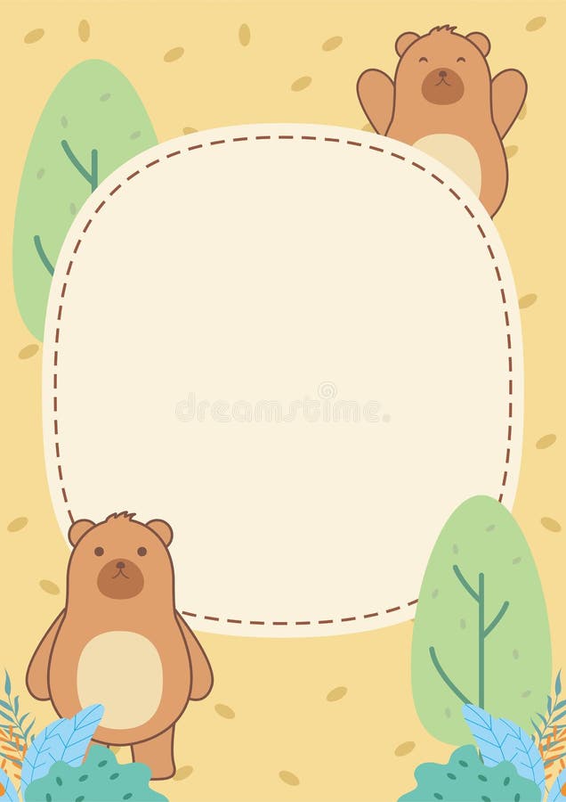 Cute Card Design Template with Bear Illustration Stock Vector ...