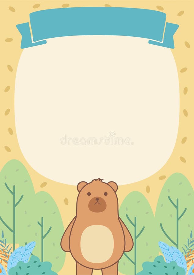 Cute Card Design Template with Bear Illustration Stock Vector ...