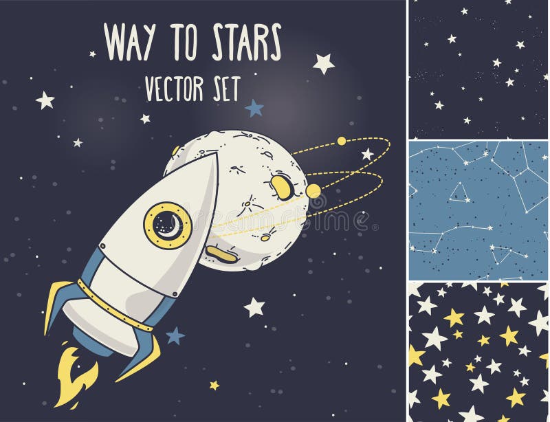 Doodle Rocket Ship Simple Handdrawn Sketch Vector Illustration Clipart ...