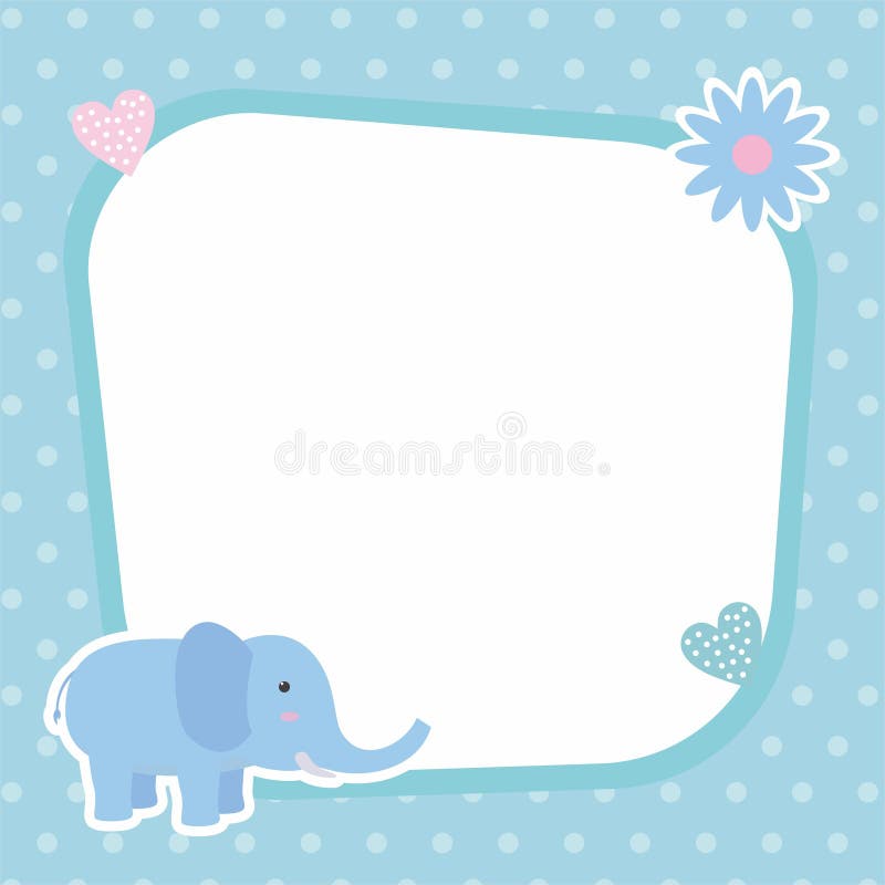 Cute Card Frame Design with Elephant Vector Stock Vector - Illustration ...