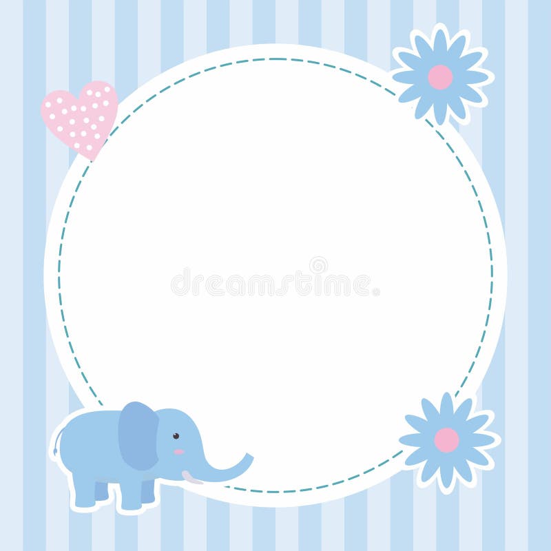 Cute Card Frame Design with Elephant Vector Stock Vector - Illustration ...