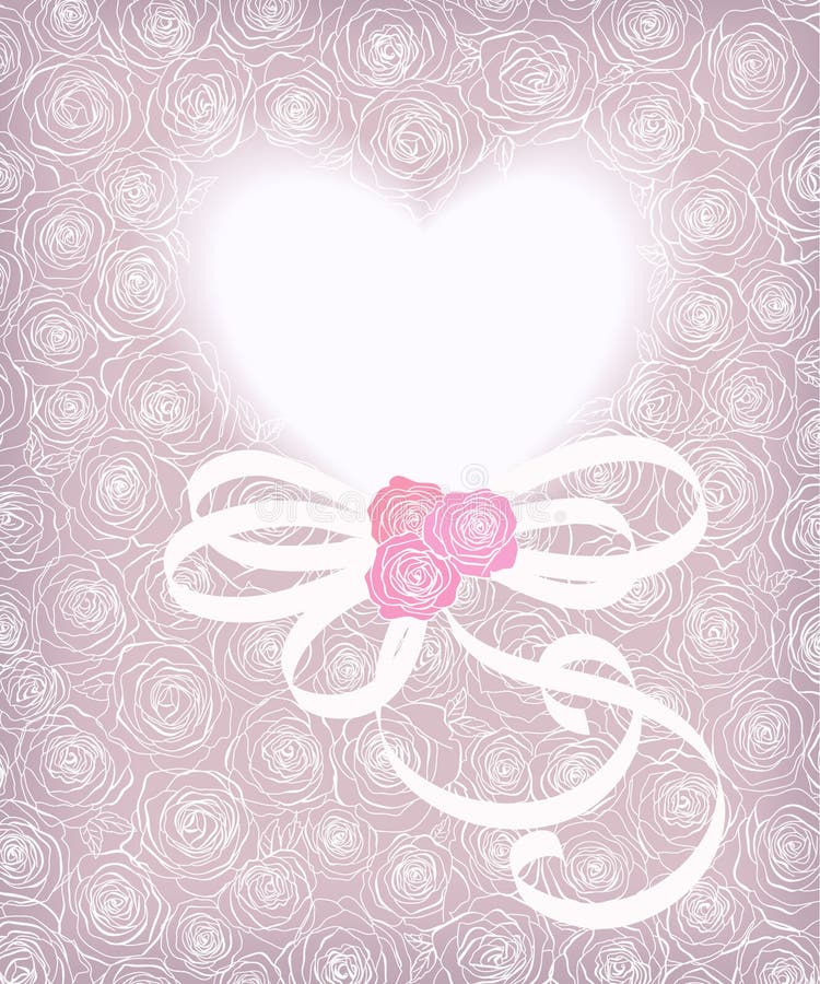 Cute Card with Heart of Roses Stock Vector - Illustration of feminine ...